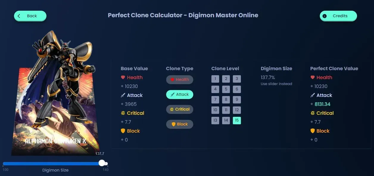 Perfect Clone Calculator Digimon Master Online - Z3RSA